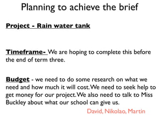 Rain Water Tank Project Brief | PDF