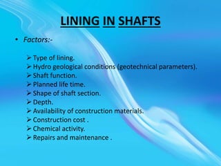 Raise boring,organisation of shaft sinking,lining | PPTX