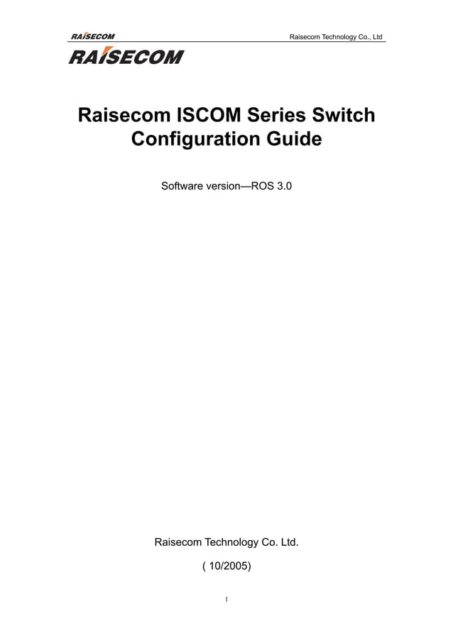 Raisecom Switch Software Configuration Guide.pdf