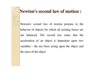NEWTON SECOND LAW | PPTX