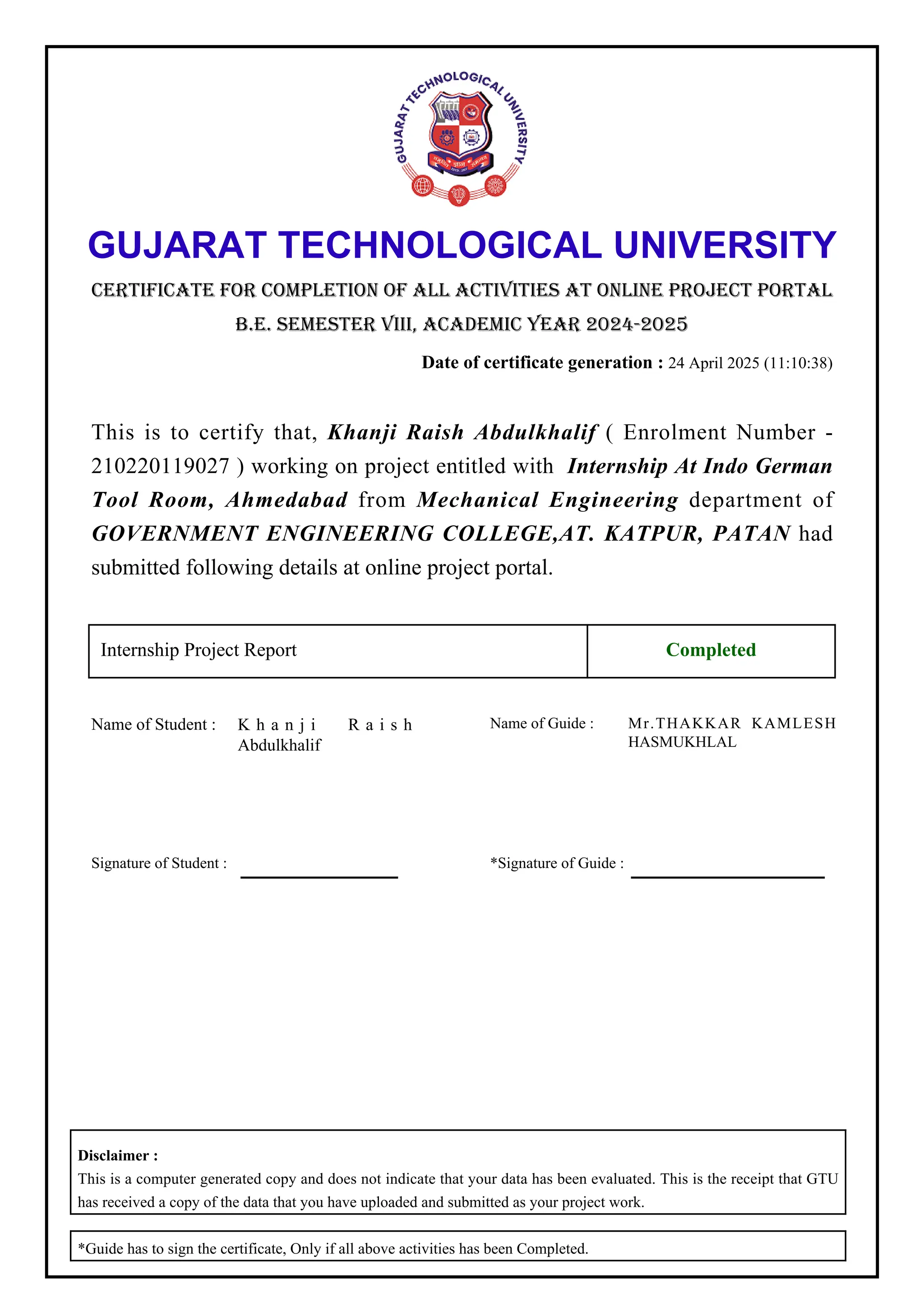 Raish Khanji GTU 8th sem Internship Report.pdf