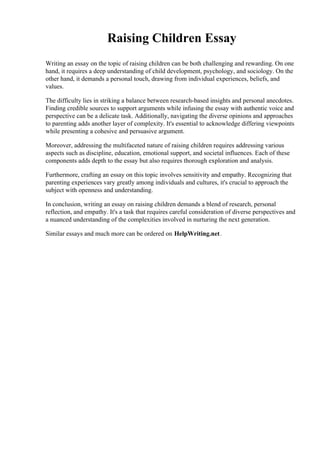 Raising Children Essay.pdf | Parenting | Family and Relationships