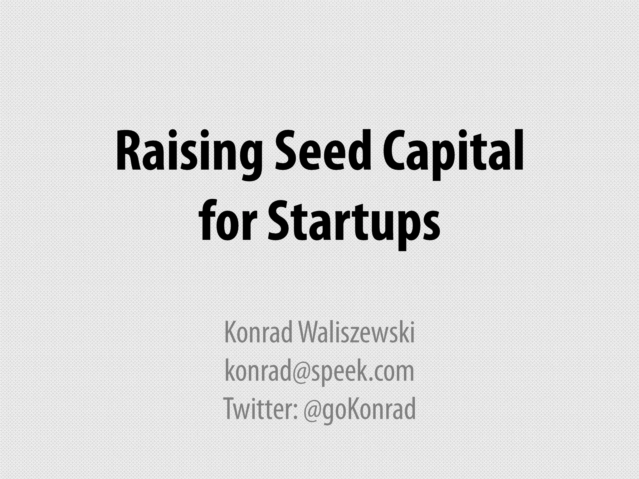 Raising seed capital for startups | PDF
