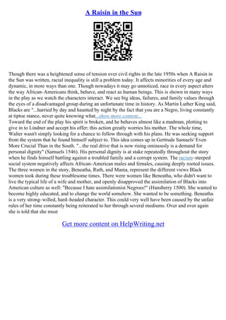Raisin In The Sun Essay | PDF