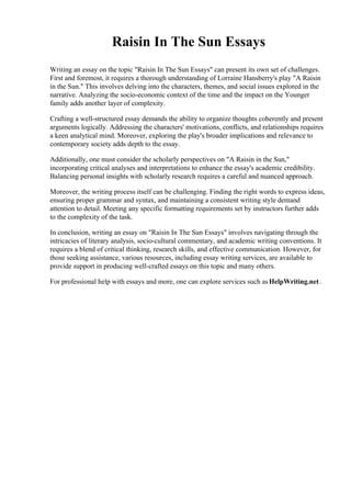 Raisin In The Sun Essays.pdf