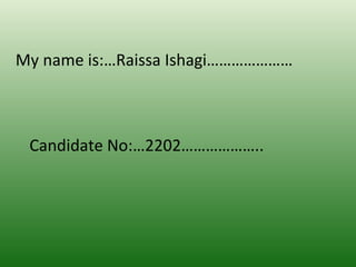 Raissa ishagi presentation | PPT