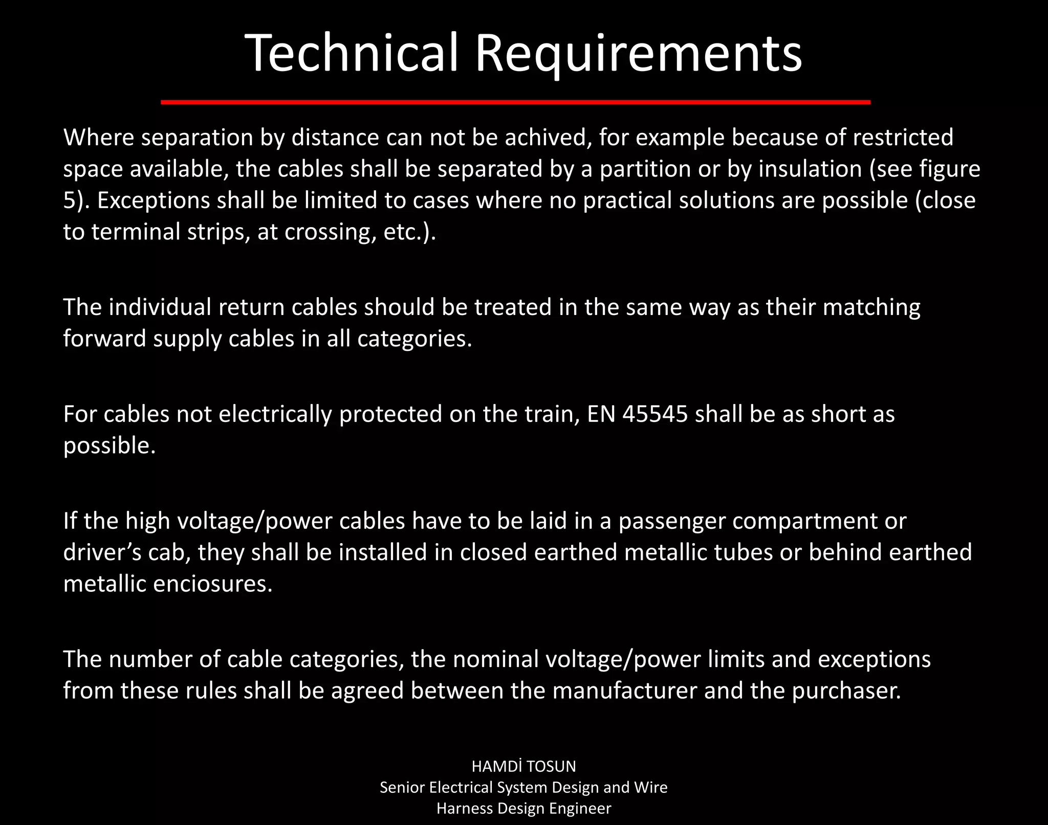 Raiway applications rolling stock rules for installation of wire ...