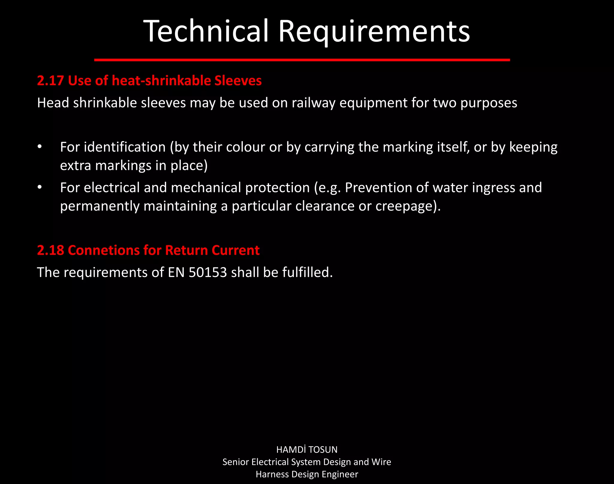 Raiway applications rolling stock rules for installation of wire ...