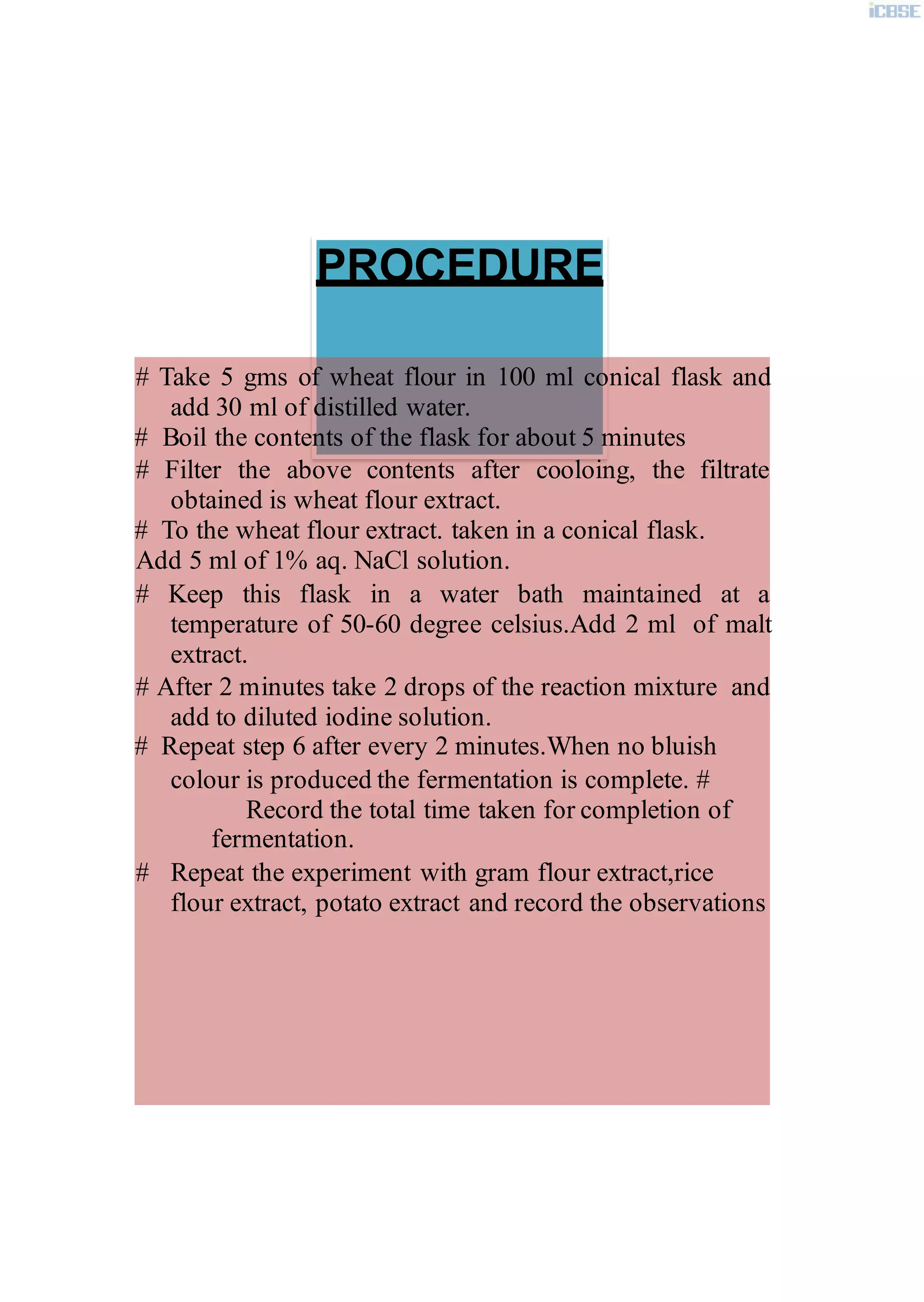 To compare rate of fermention of give sample | PDF