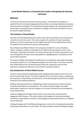 Social Media Mastery: A Comprehensive Guide to Navigating the Dynamic ...