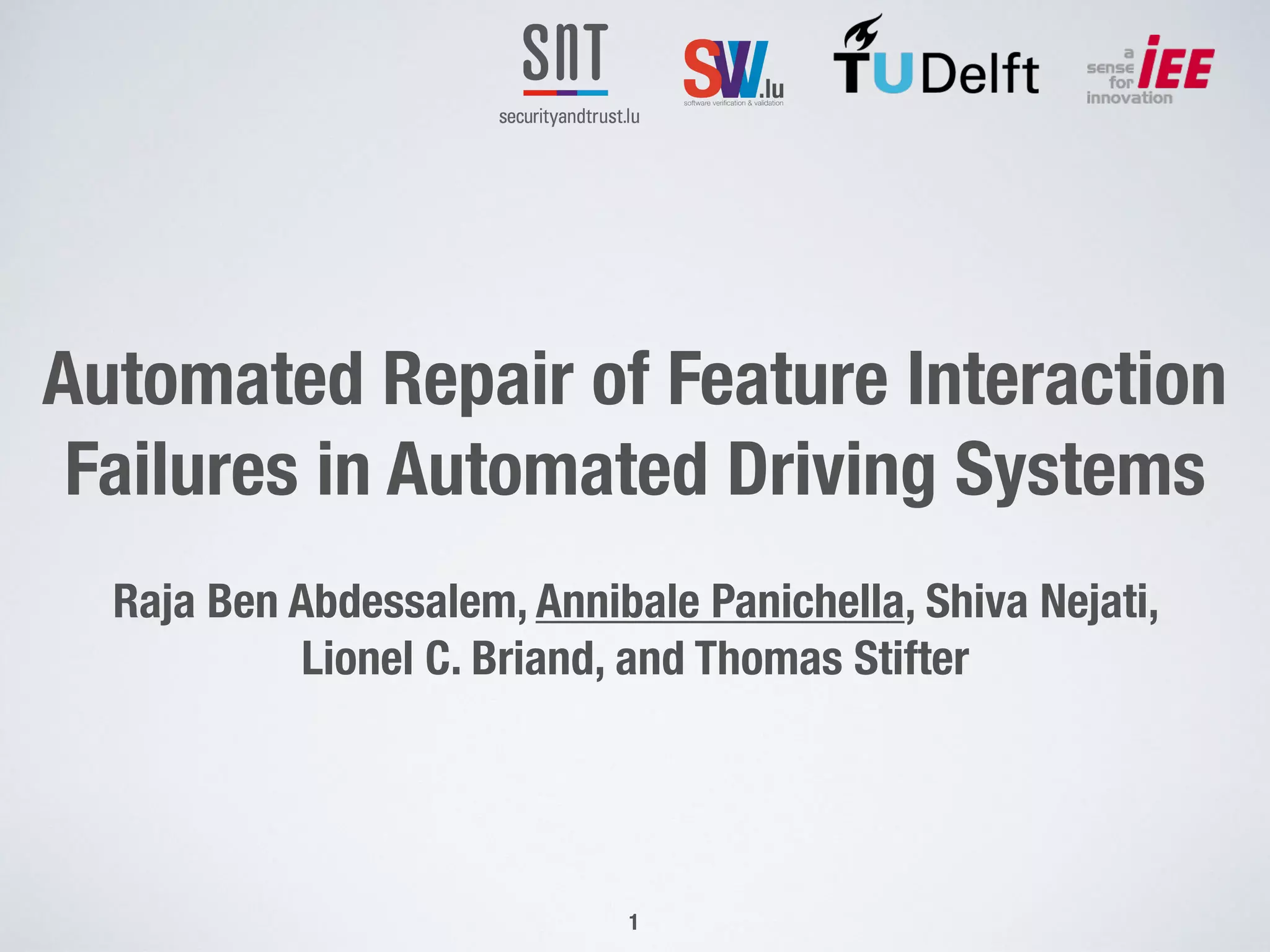Automated Repair of Feature Interaction Failures in Automated Driving Systems | PDF
