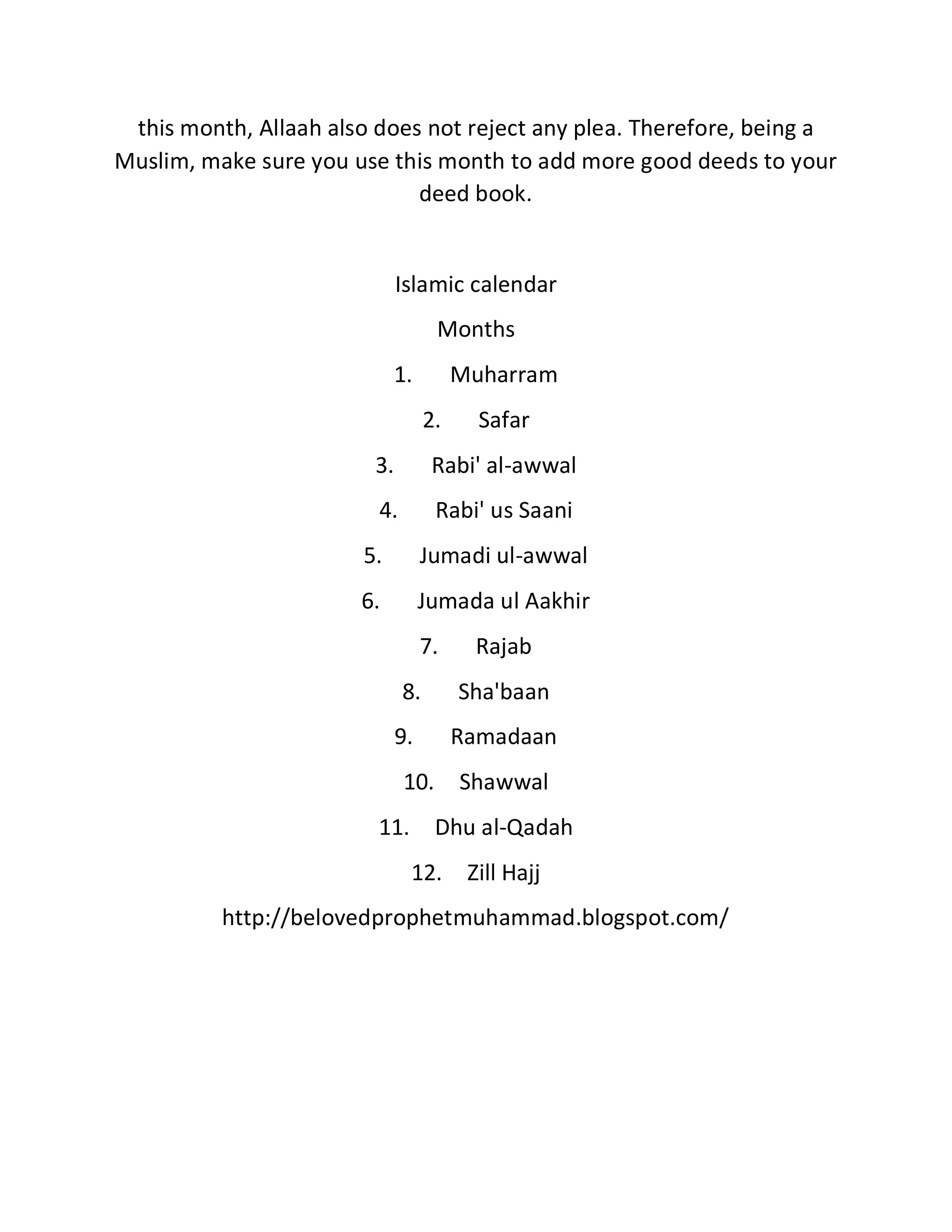 RAJAB THE SACRED ISLAMIC MONTH | PDF