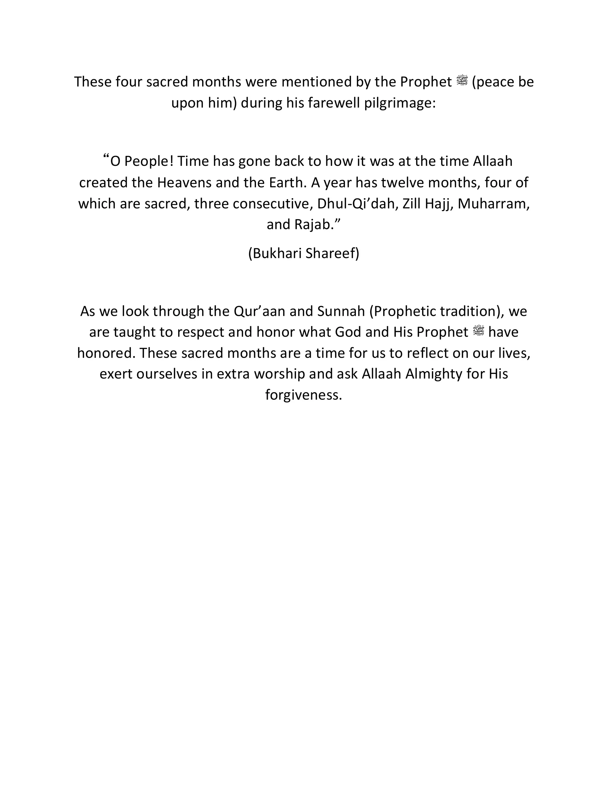 RAJAB THE SACRED ISLAMIC MONTH | PDF