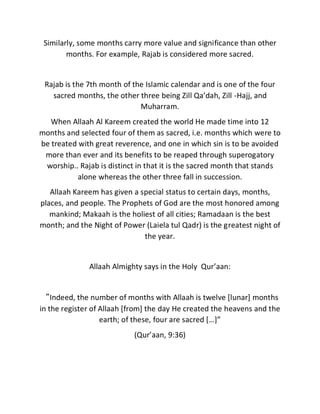 RAJAB THE SACRED ISLAMIC MONTH | PDF