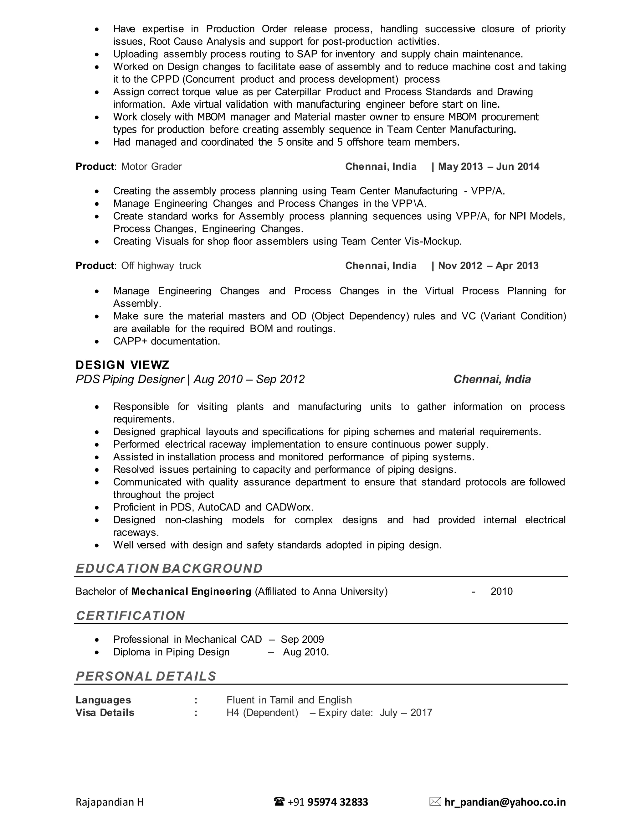 Raja cv_Manufacturing Engineer | DOCX | Manufacturing Industry | Industries