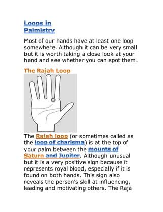 Rajah loop @ loops in palmistry . | PDF