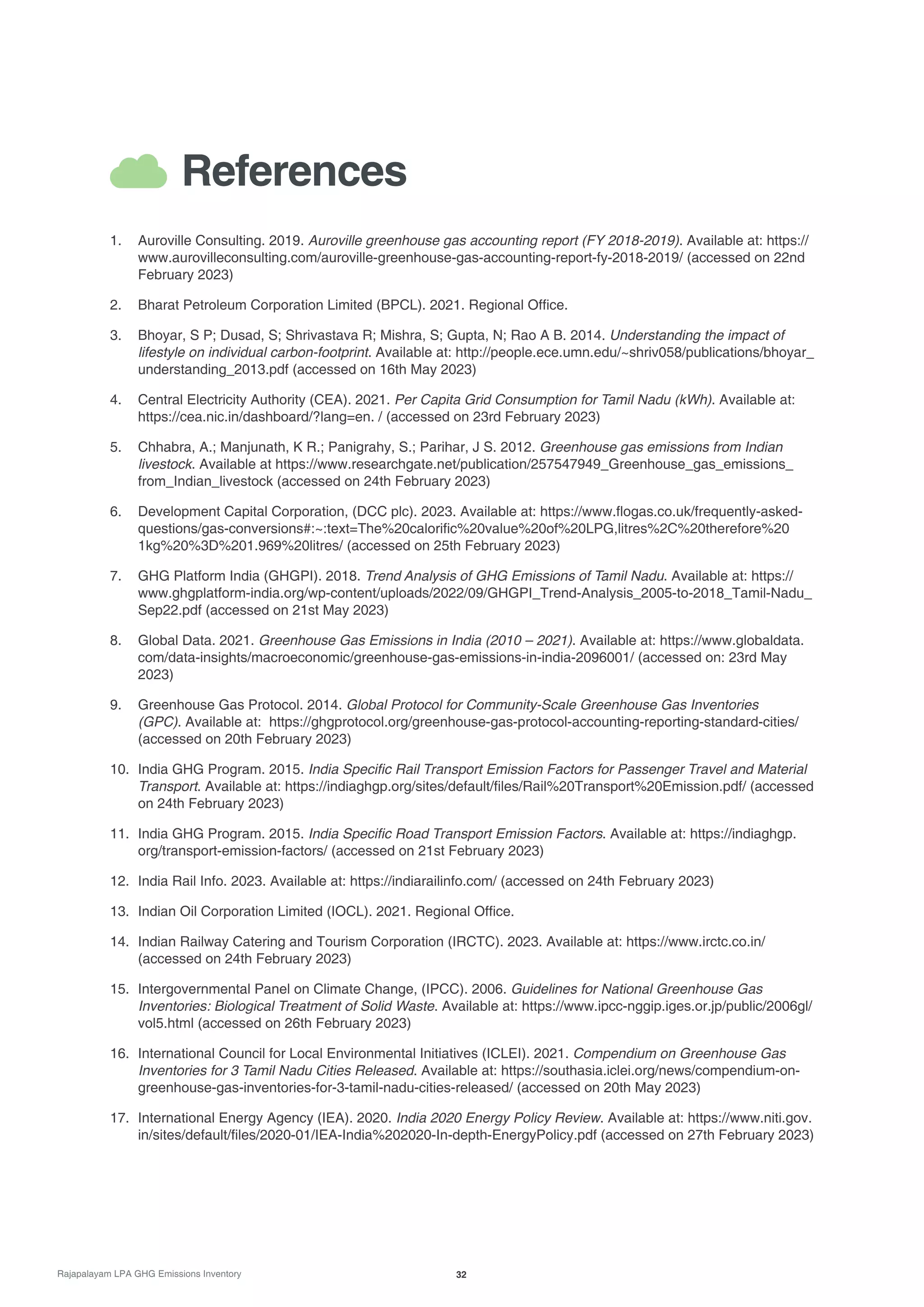 Rajapalayam LPA GHG Emissions Inventory (FY 2021-22) | PDF