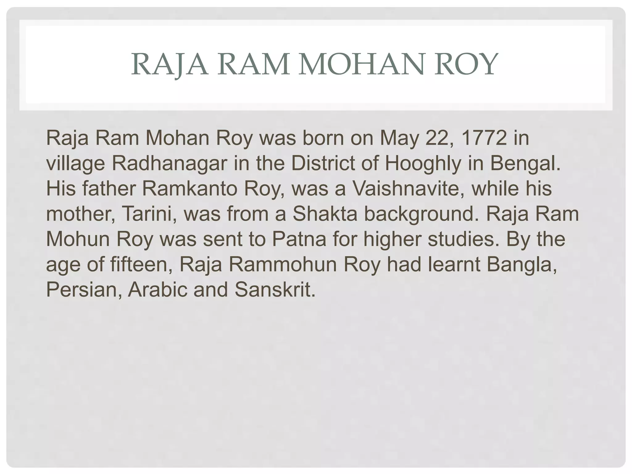 Raja Ram Mohan Roy | PPTX
