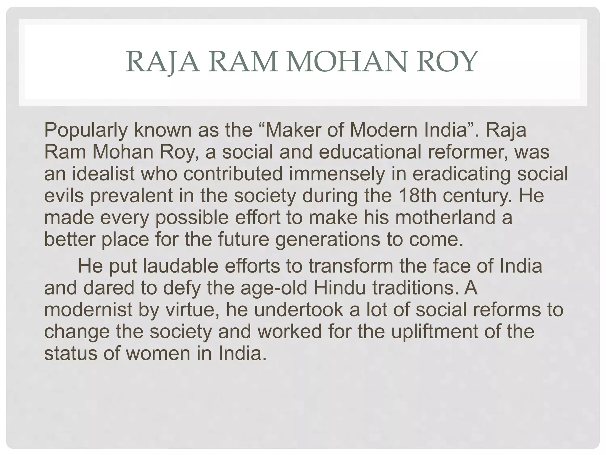 Raja Ram Mohan Roy | PPTX