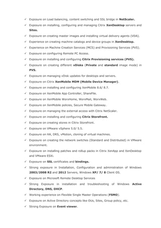 Rajashekar.N - Senior Analyst with Citrix and VMWare Skills | PDF