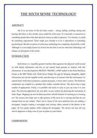 the sixth sense technology | PDF