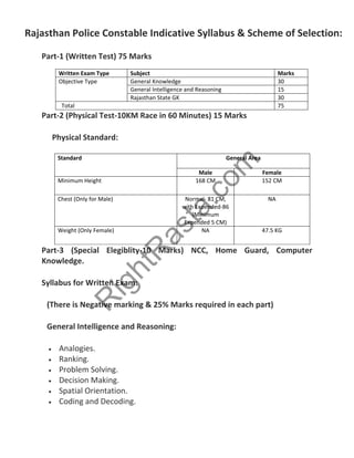 Rajasthan police-constable-syllabus | PDF