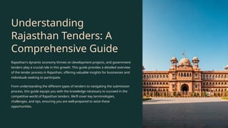 The most and latest tenders in Rajasthan | PPTX