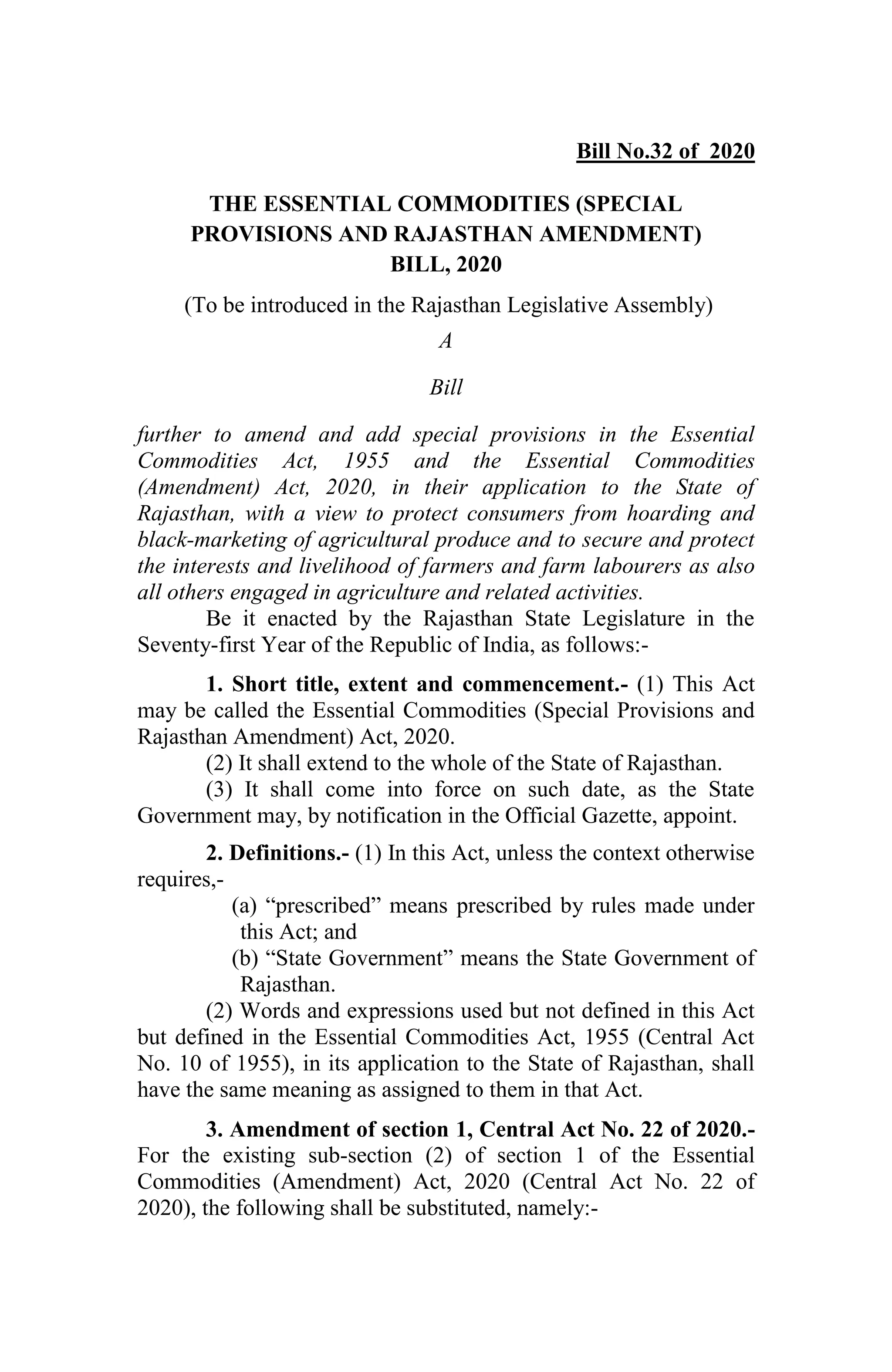 Rajasthan essential commodities | PDF