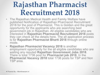 Rajasthan pharmacist recruitment 2018 | PPT