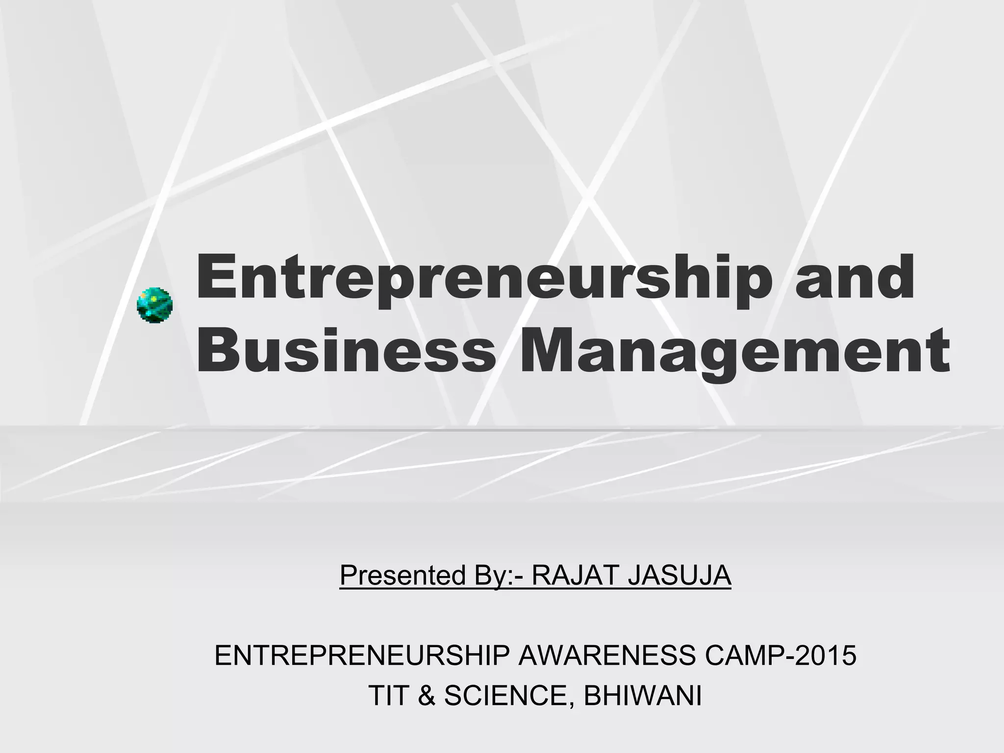 Entrepreneurship and business management | PPTX