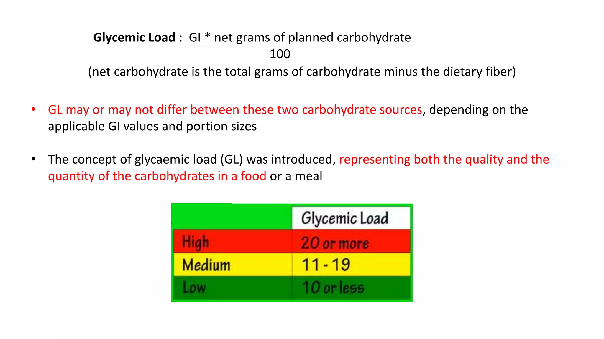 glycemic index and Glycemic load | PPTX