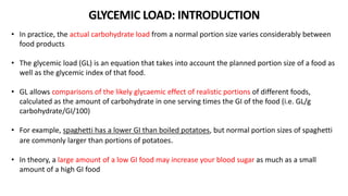 glycemic index and Glycemic load | PPTX