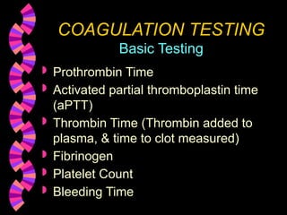 Bleeding disorders laboratory diagnosis . | PPTX