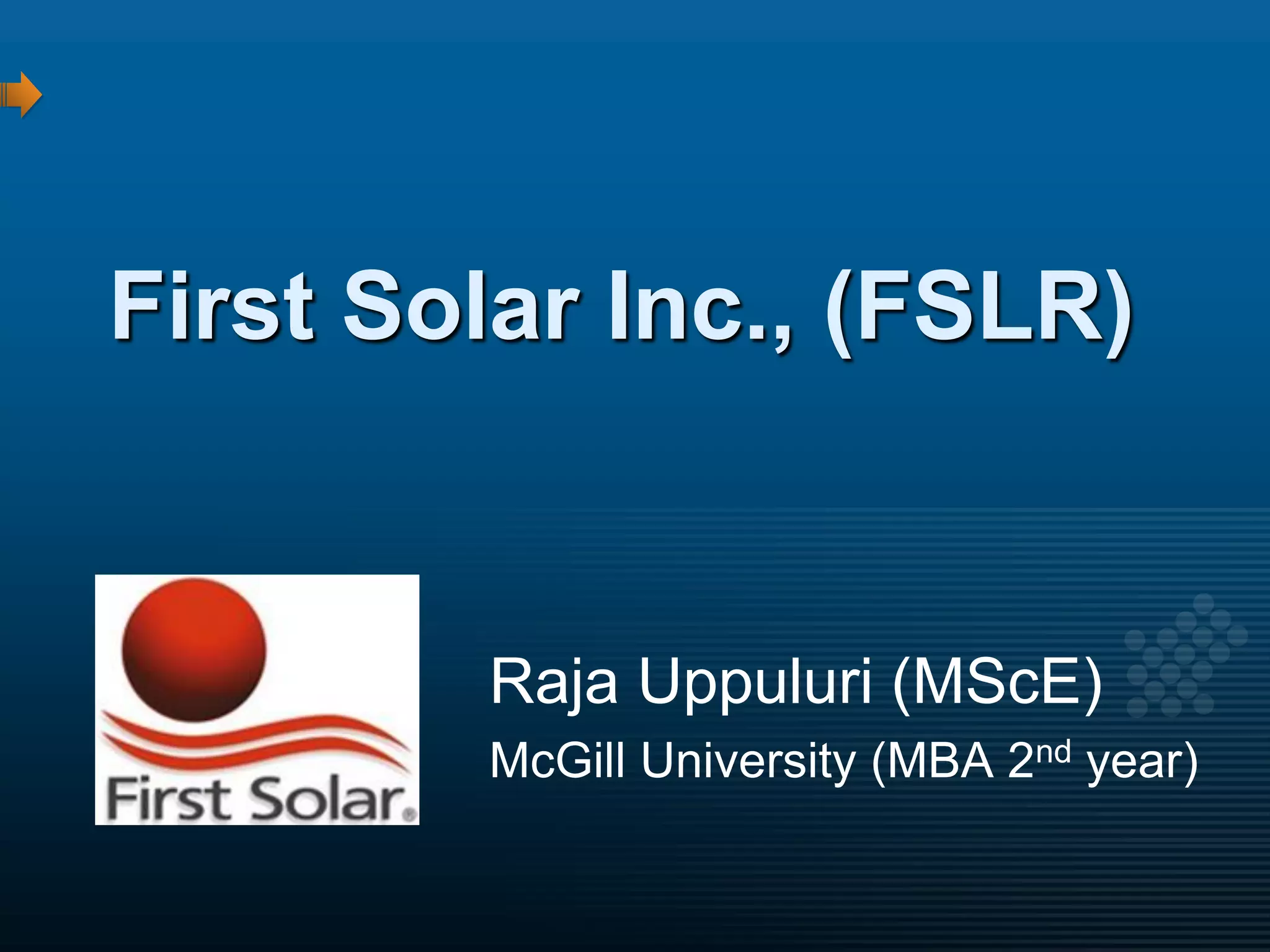 First Solar Inc., July 2009 | PDF | Power and Energy Industry | Industries