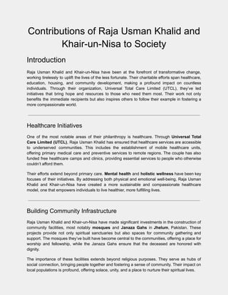 Raja Usman Khalid And Khair-un-Nisa Society | PDF