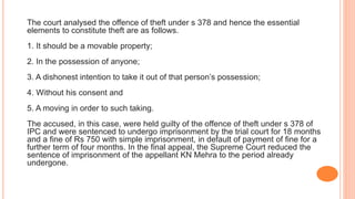 Theft , Indian penal code , Law | PPTX