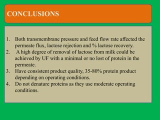 Application of ultrafiltration in lactose separation | PPT
