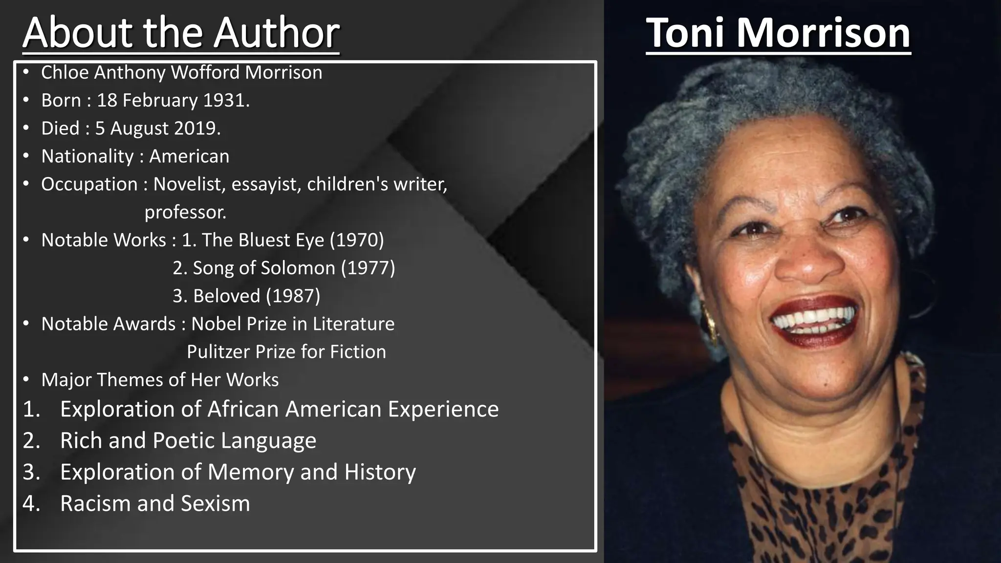Beloved the Pain Being Black | Toni Morrison | PPT