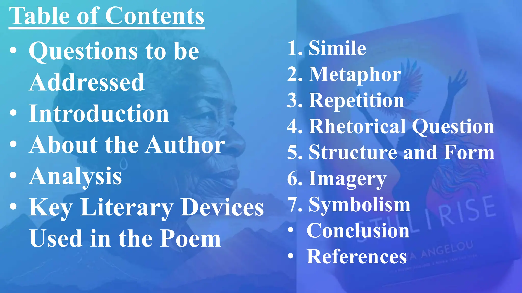 Still I Rise by Maya Angelou | Summary and Analysis | PPTX