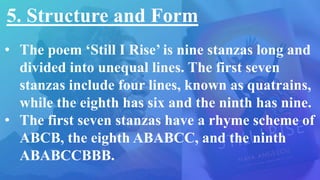 Still I Rise by Maya Angelou | Summary and Analysis | PPTX