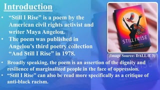 Still I Rise by Maya Angelou | Summary and Analysis | PPTX