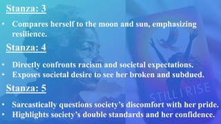 Still I Rise by Maya Angelou | Summary and Analysis | PPTX