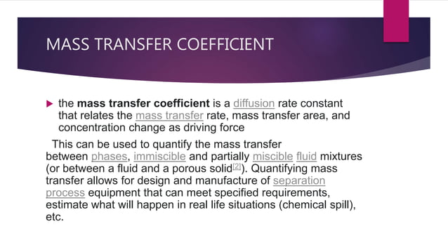 Mass transfer coefficient | PPTX | Chemistry | Science