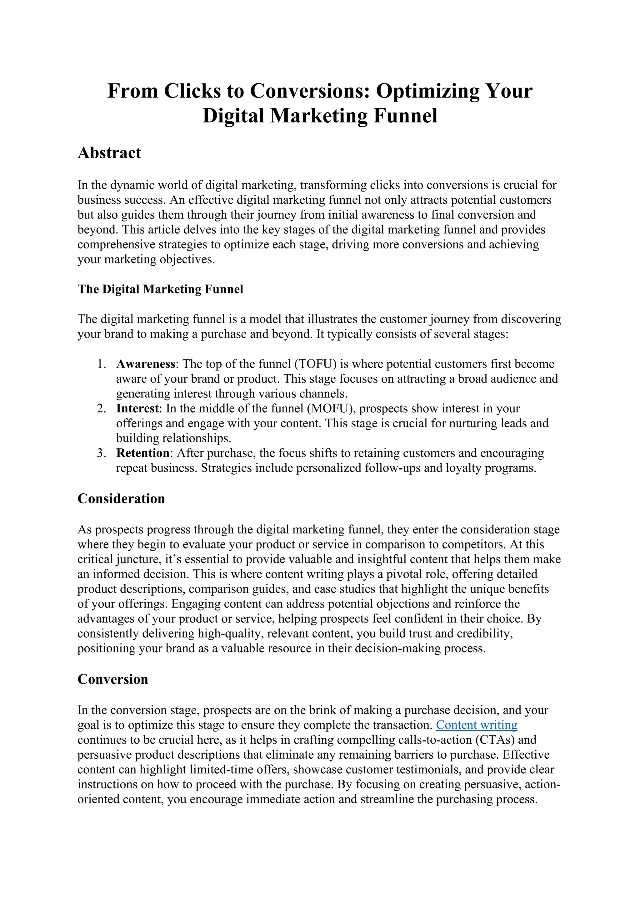 From Clicks to Conversions: Optimizing Your Digital Marketing Funnel | PDF