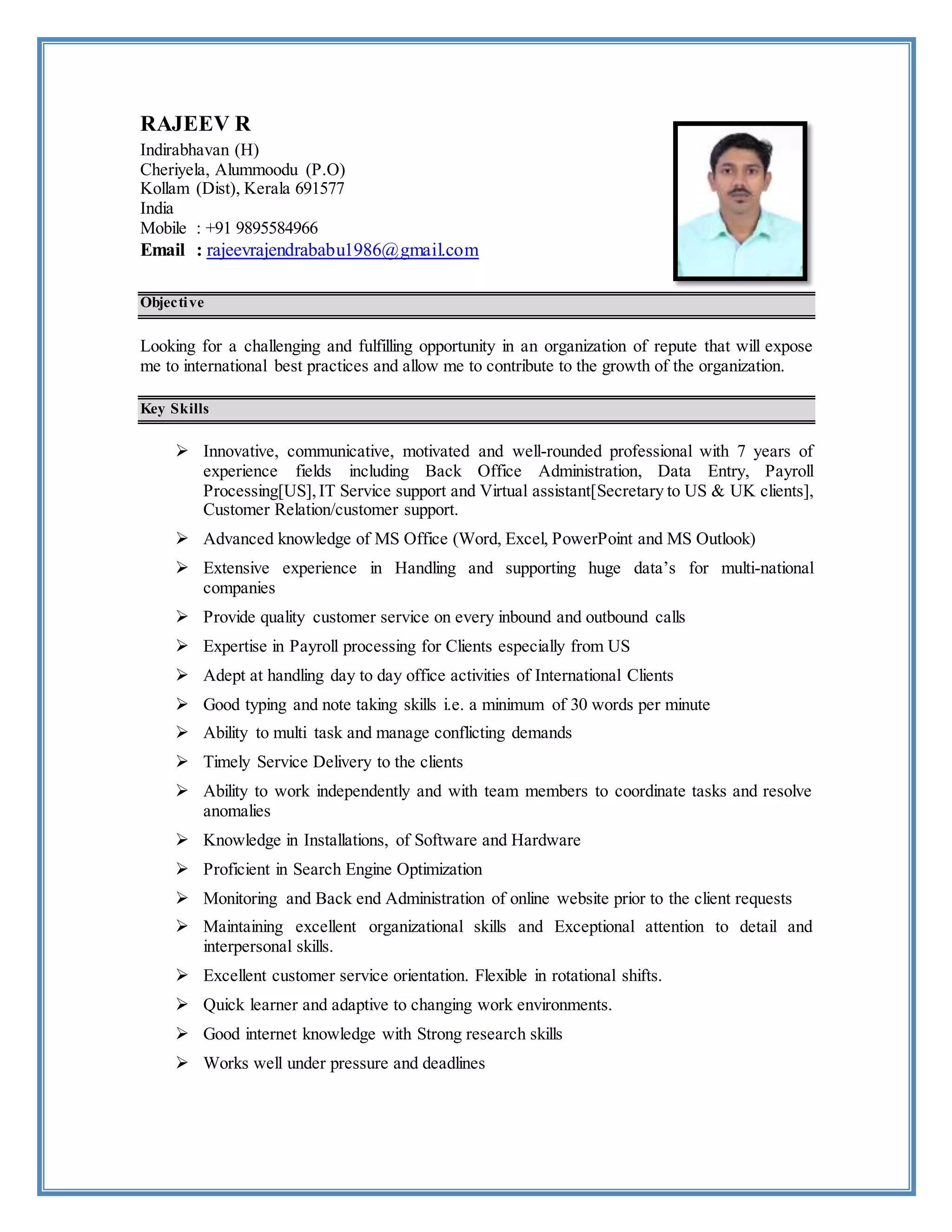 Rajeev resume | DOCX