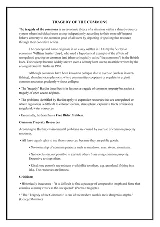 Tragedy of freedom of commons & Nash Equilibrium | PDF