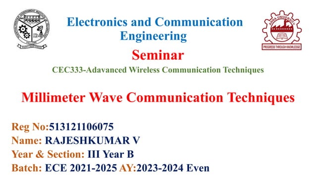 Millimeter Wave Communication Techniques.pptx | Computer Networking | Computing