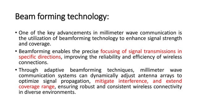 Millimeter Wave Communication Techniques.pptx | Computer Networking | Computing