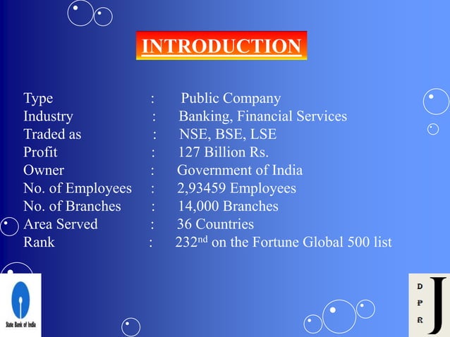 POWER POINT PRESENTATION ON STATE BANK OF INDIA AND ITS SUBSIDIARIES ...