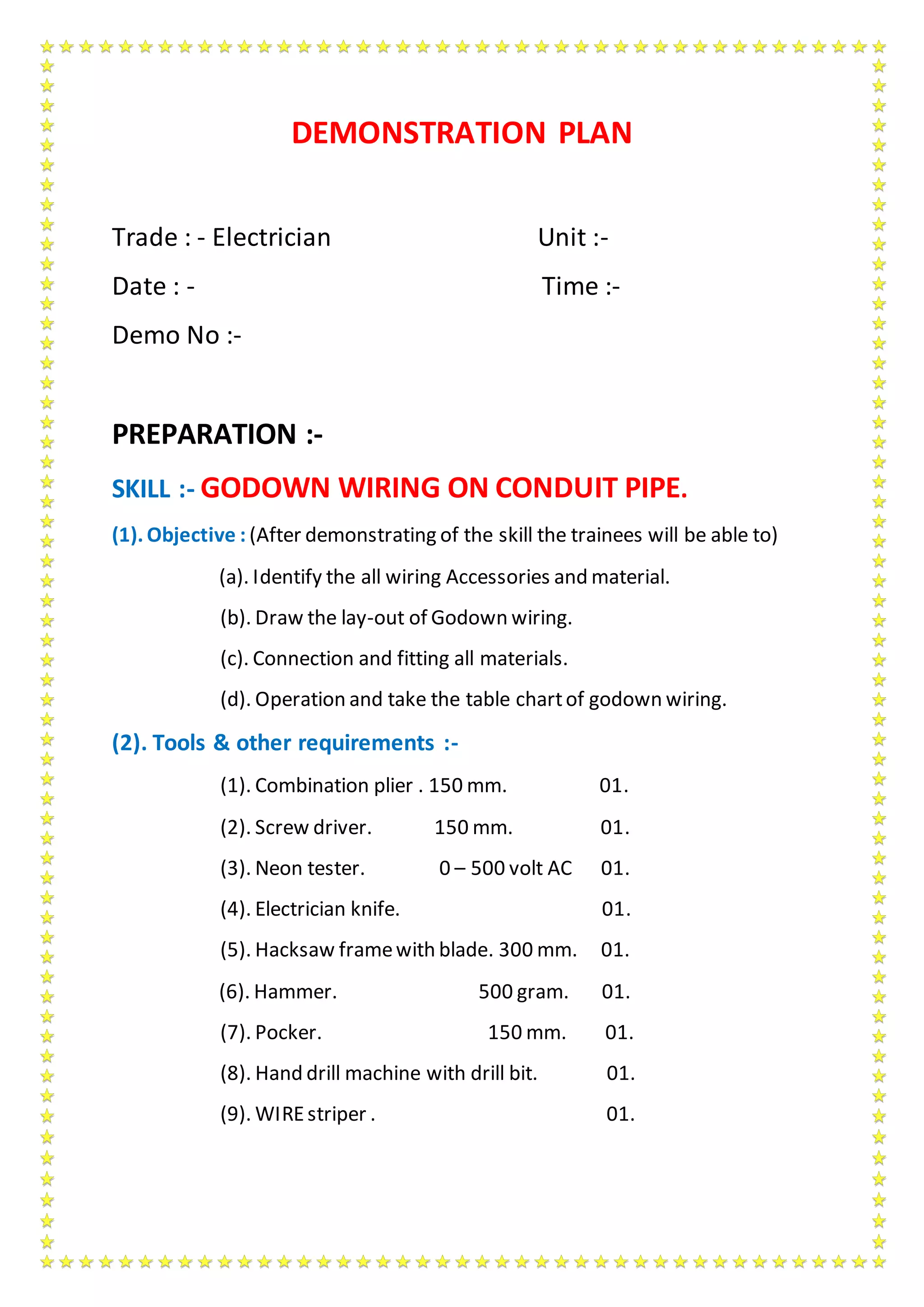 Rajesh demonstration plan | DOCX